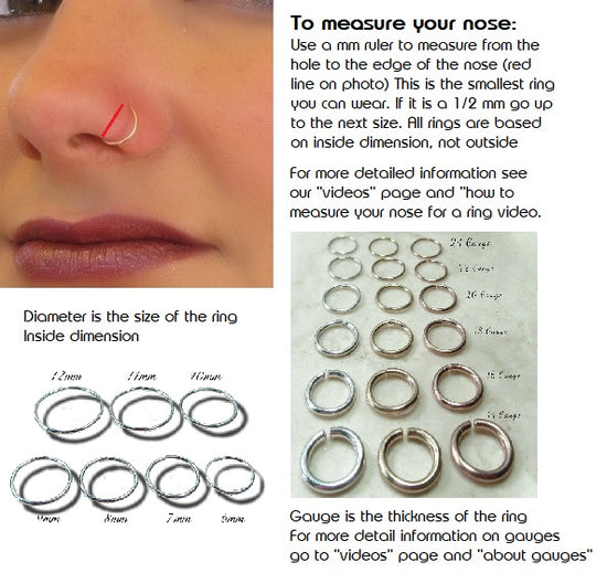 Buy Nose Ring Endless Hammered - Choose Your Metal, Choose Your Size ...